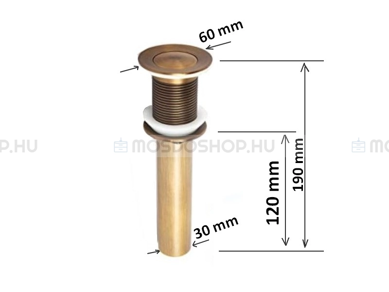 Click-clack lefolyó, túlfolyó nélkül - Bronz színű - Mosdoshop
